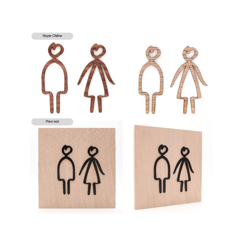 Pictogramme découpé au laser : HOMME ET FEMME TYPO MARQUEUR