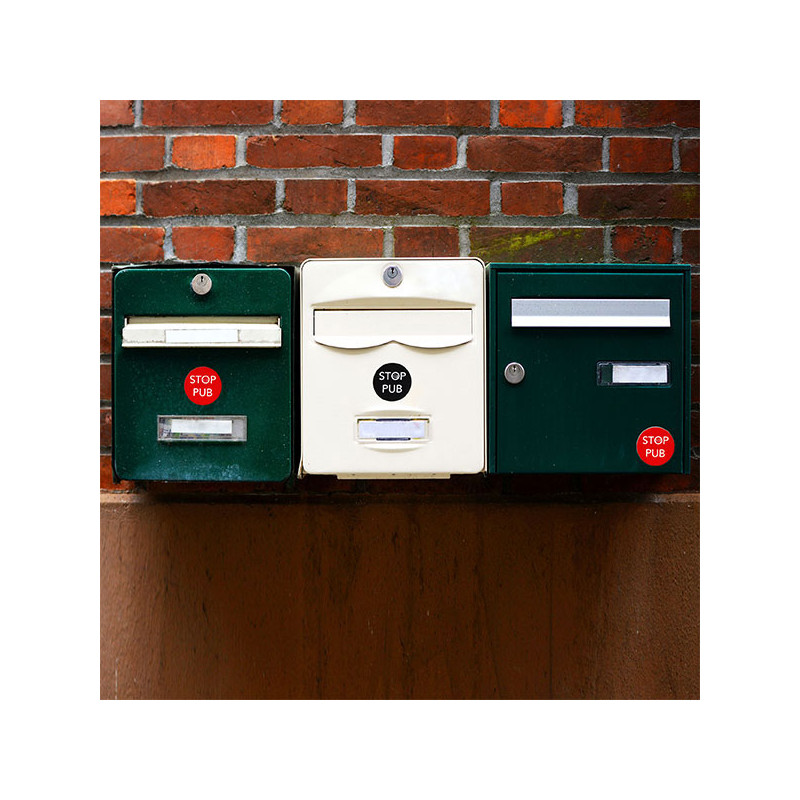 Etiquette autocollante STOP PUB bleu