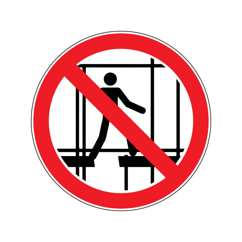 Pictogramme d'interdiction Ne pas utiliser un échafaudage incomplet iso ...