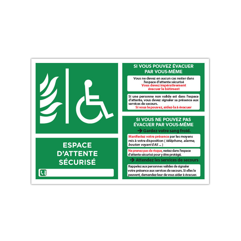 Panneau consigne Espace d'attente sécurisé