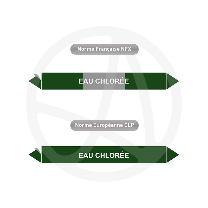Repérage et marquage de tuyauterie - Repérage de tuyauterie Eau chlorée