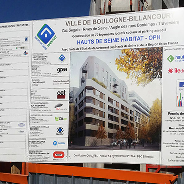 Panneau de chantier, les obligations d'affichage pour un chantier.